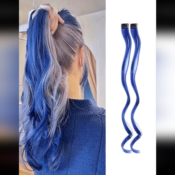 Hot Topic | Hair | Set 2 Clip On Hair Extensions Blue | Poshmark